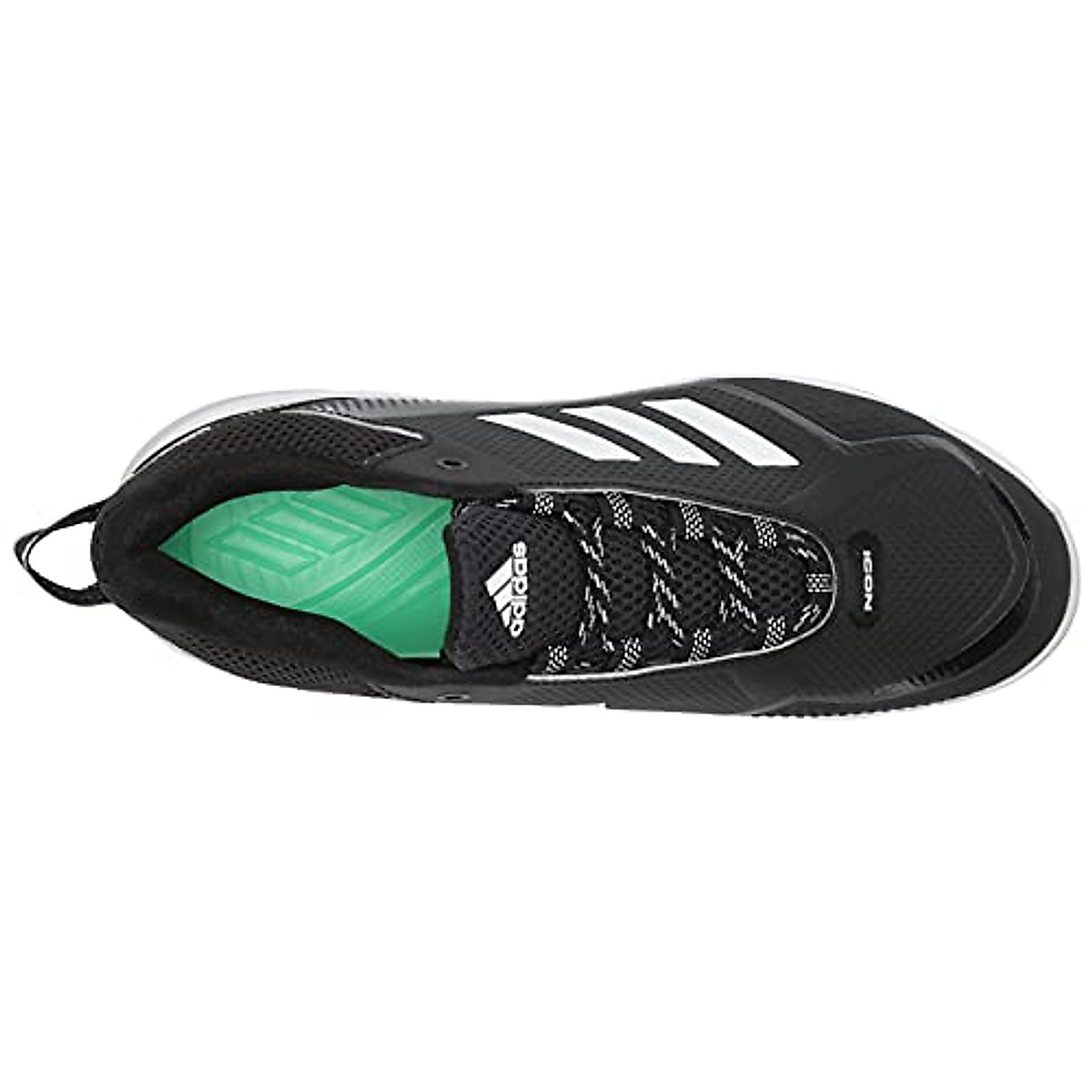 adidas Men's Icon 7 Turf Baseball Shoe, Black/White/Silver Metallic, 12