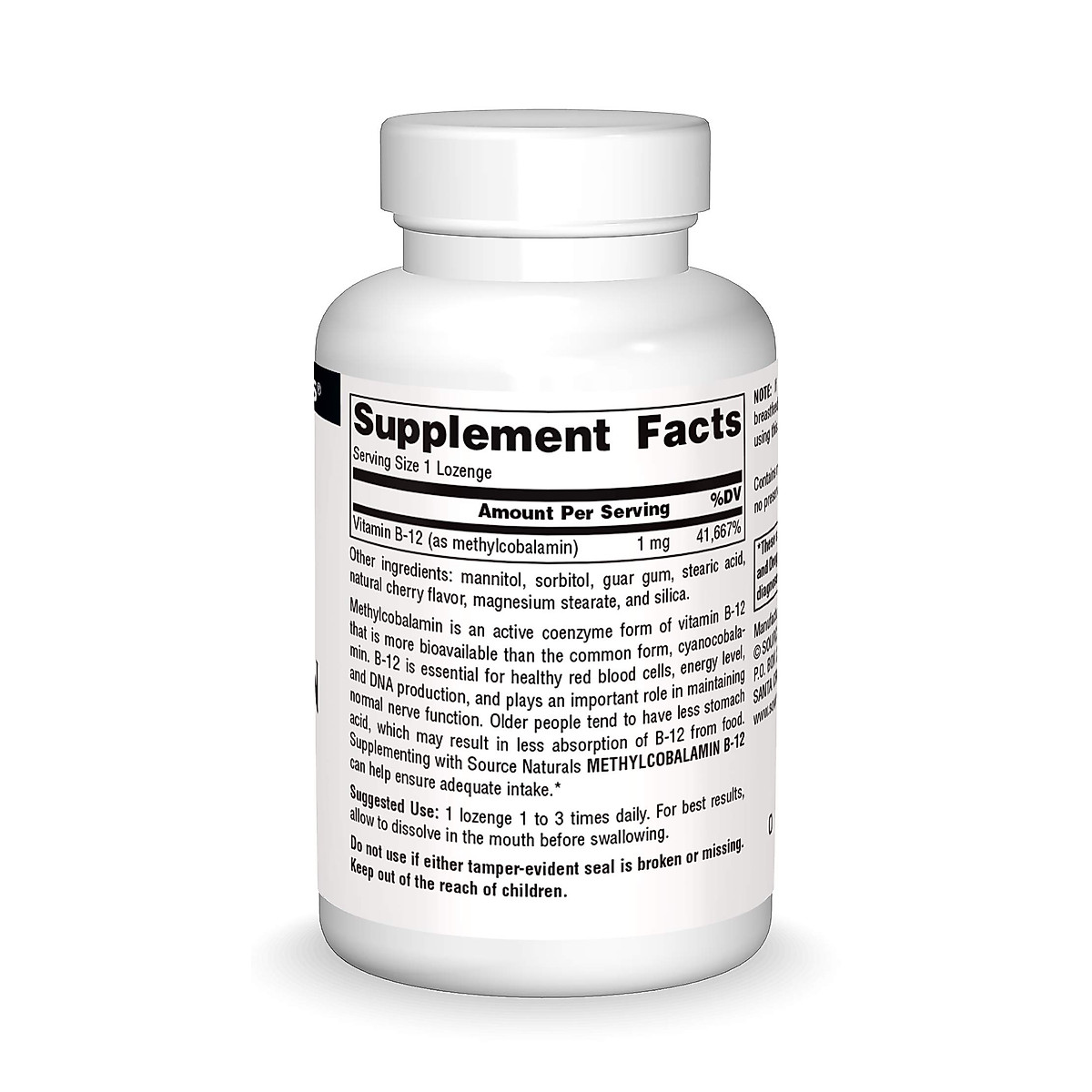 Source Naturals MethylCobalamin Vitmain B-12 Cherry-Flavored, 1 mg - 120 Lozenges