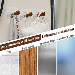 Realand 10Pcs Wood Wall Hooks, Natural Wooden Coat Hooks Wall Mounted, Rustic Decorative Hat Hooks Heavy Duty Wall Pegs for Hanging Bathroom Towel Clothes Bag Hanger, Walnut