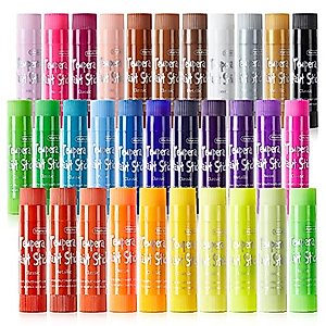 Tempera Paint Sticks, 32 Colors Solid Tempera Paint for Kids, Super Quick Drying, Works Great on Paper Wood Glass Ceramic Canvas