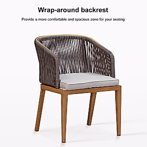 PURPLE LEAF 2 Pieces Patio Dining Chair All-Weather Wicker Aluminum Frame for Lawn Garden Backyard Deck Outdoor Dining Chair with Cushions, Brown Armchair