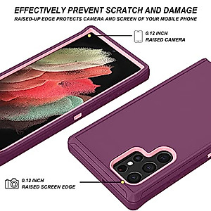 Qinmay for Samsung S22 Ultra Case,Galaxy S22 Ultra Case 3-Layer Super Full Heavy Duty Body Bumper Cover/Shock Protection/Dust Proof for Samsung Galaxy S22 Ultra 5G 6.8 Inch (WindRed)
