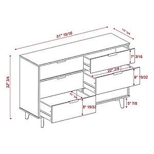 Home Accent Furnishings 6-Drawer Groove Handle Wood Dresser - White