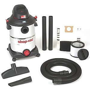 Shop-Vac 5989505 12 Gallon Wet/Dry Vacuum, 5.5 Peak HP, SVX2 Motor, Stainless Steel Tank, 2.5 Inch Diameter x 8 Ft Hose, 20 Ft Cord, Blower Feature with Accessories