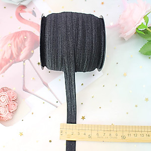 JESEP 40 Yards 5/8'' 1.5CM Fold Over Elastic (FOE)-Environmental Band #22 (Black)