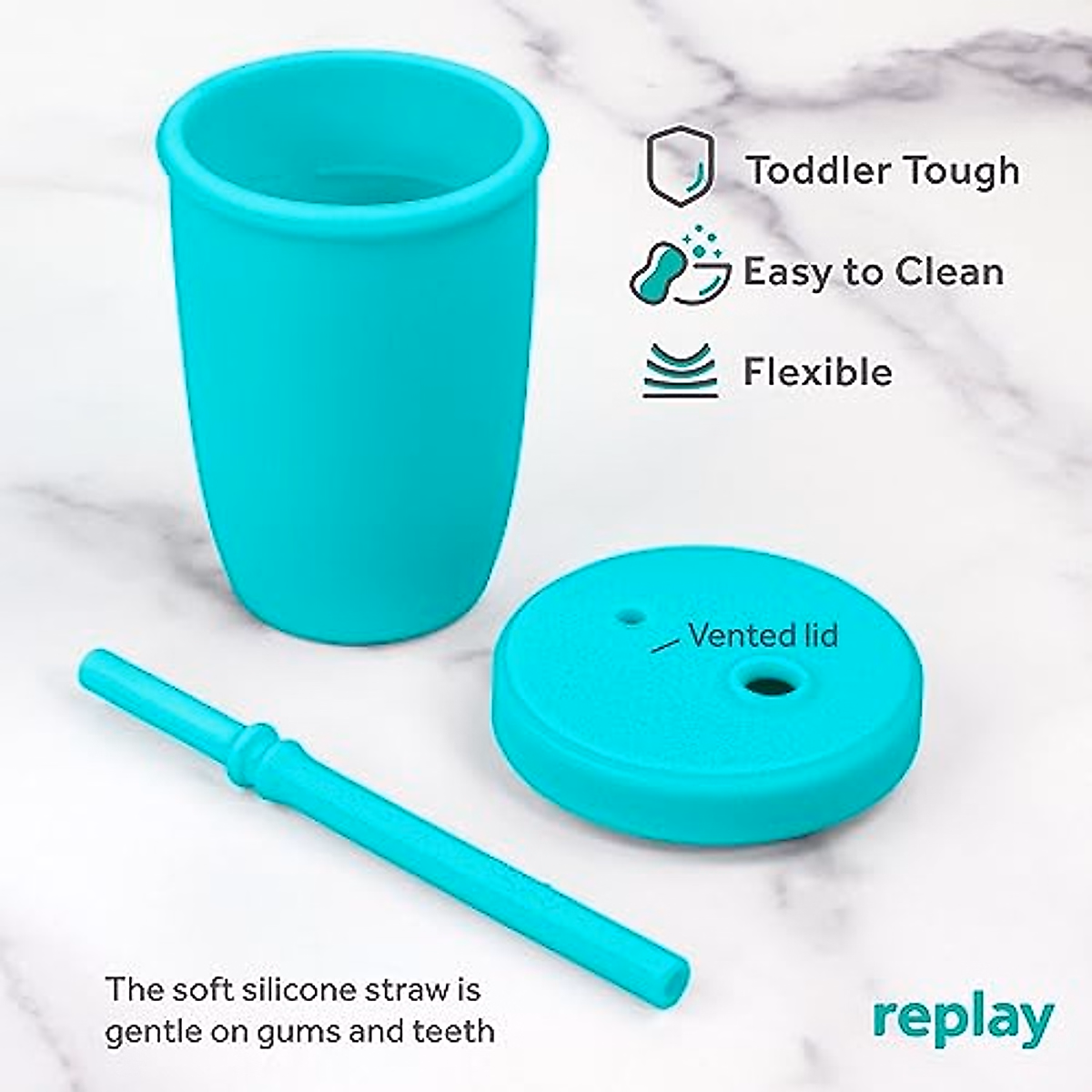 Re-Play Silicone Straw Cup for Toddlers - 8oz - Aqua