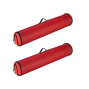 Elf Stor Gift Wrapping Paper Storage Container Bag, 2 packs x 9" Diameter x 40" Long, can fit up to 25 rolls per bag, Red