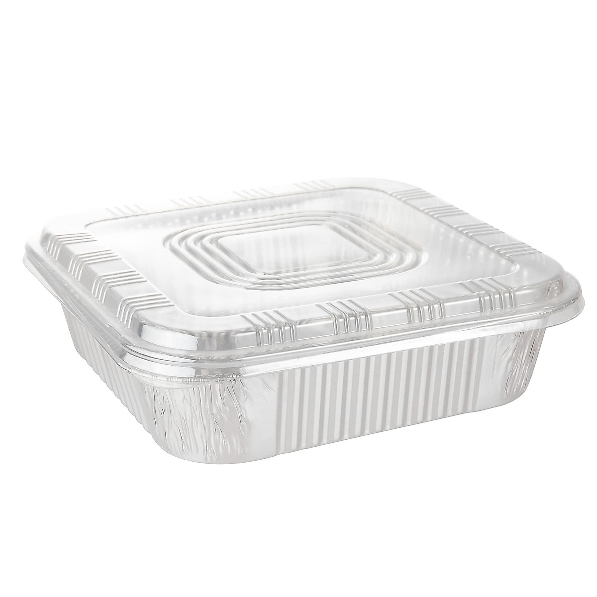 Waytiffer 20pack-8 x 8 Square Baking Cake Pans with Plastic Dome Lids Disposable Aluminum Foil Tins,Heavy Duty cake Pans Roasting Pans,Cooking Tins Homemade Breads Oven Pans