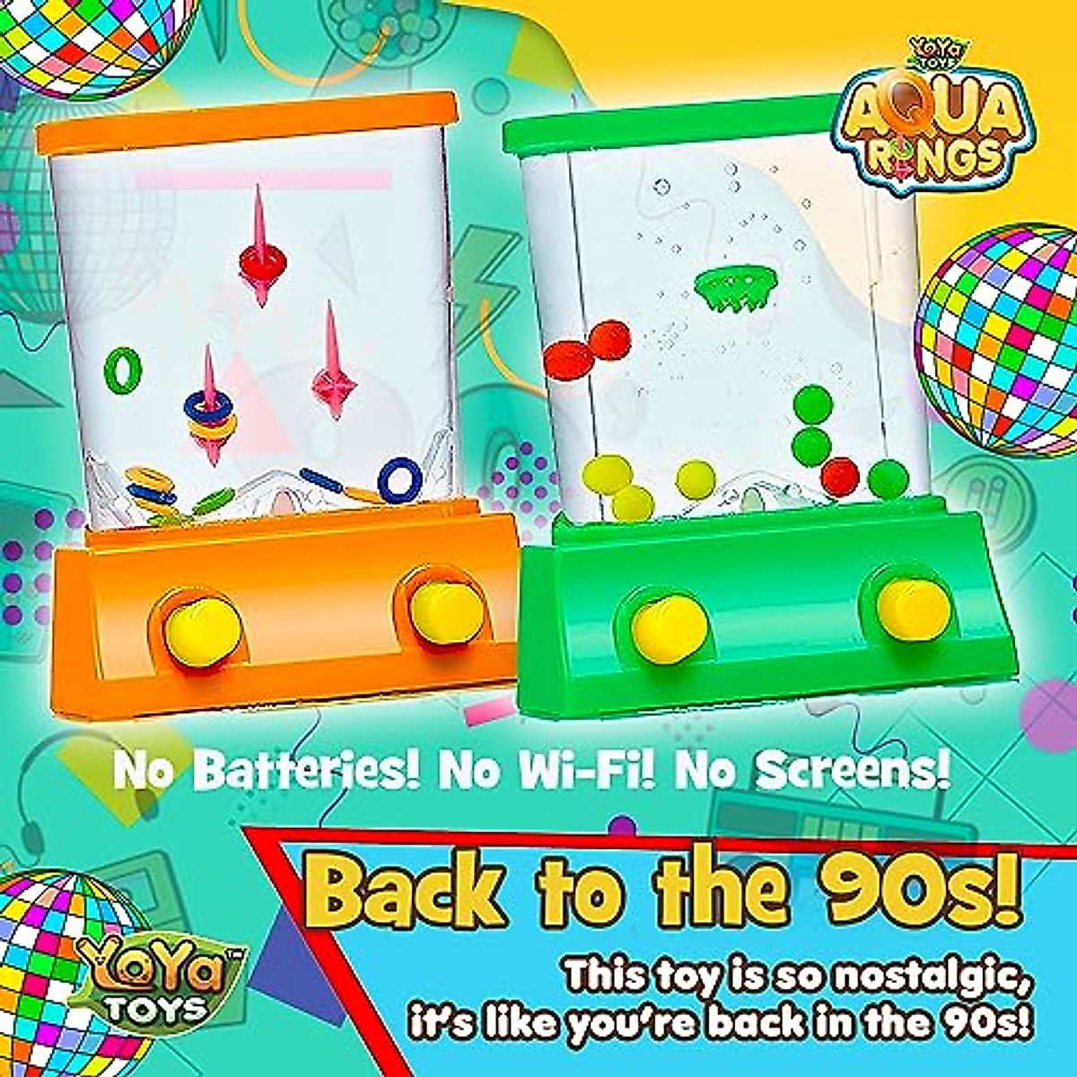 YoYa Toys Handheld Games - Miniature Aqua Arcade Set with Fish Ring Toss & Basketball, Handheld Toys for Kids & Adults, Retro Pastime Games, Original Waterful Ring Toss in Gift Box