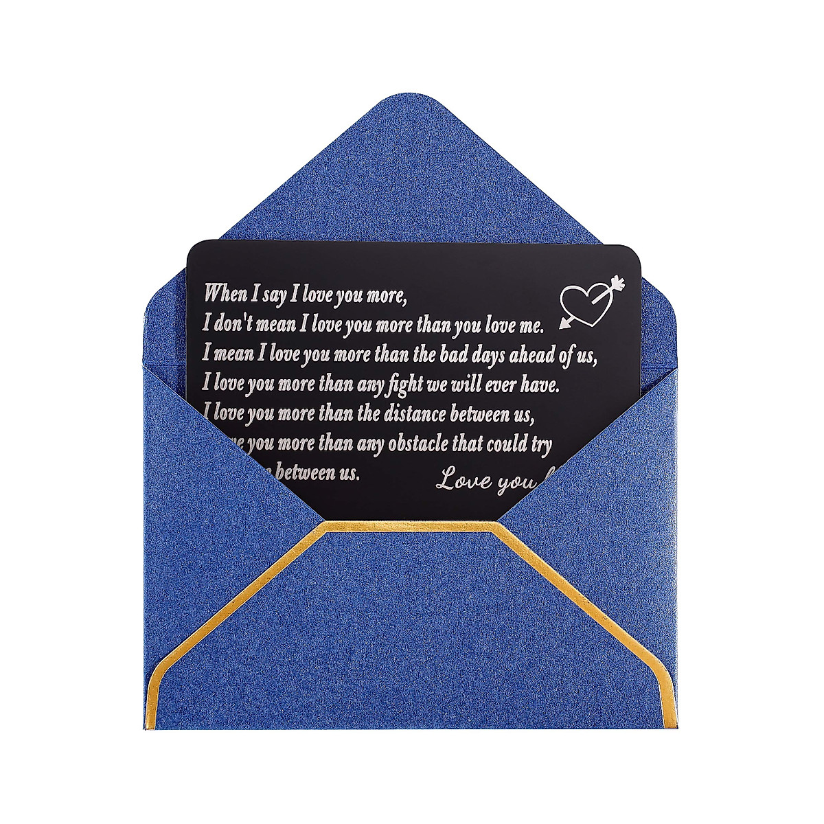 Personalized Engraved Message Wallet Insert for Him - Birthday Anniversary Christmas Valentines - Custom Engraved Metal Card for Husband Boyfriend from Girlfriend Wife