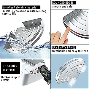 2 Pack Corner Shower Caddy,Waterproof Shower Shelf ,Bathroom Shower Organizer,No Drilling Shower Shelves , Thickened Anti-Rust Space Aluminum Shower Caddy, Shower Organizer with 4 Hooks (Silver)