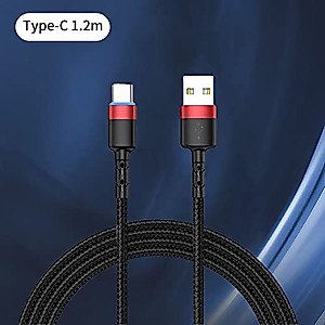 BGNTBUK Last Cable Type C Smartphone Charging Data Cable 2.4A Breathing Light Smart Fast Charging Cable 1.2m Android Chargers 6 Ft
