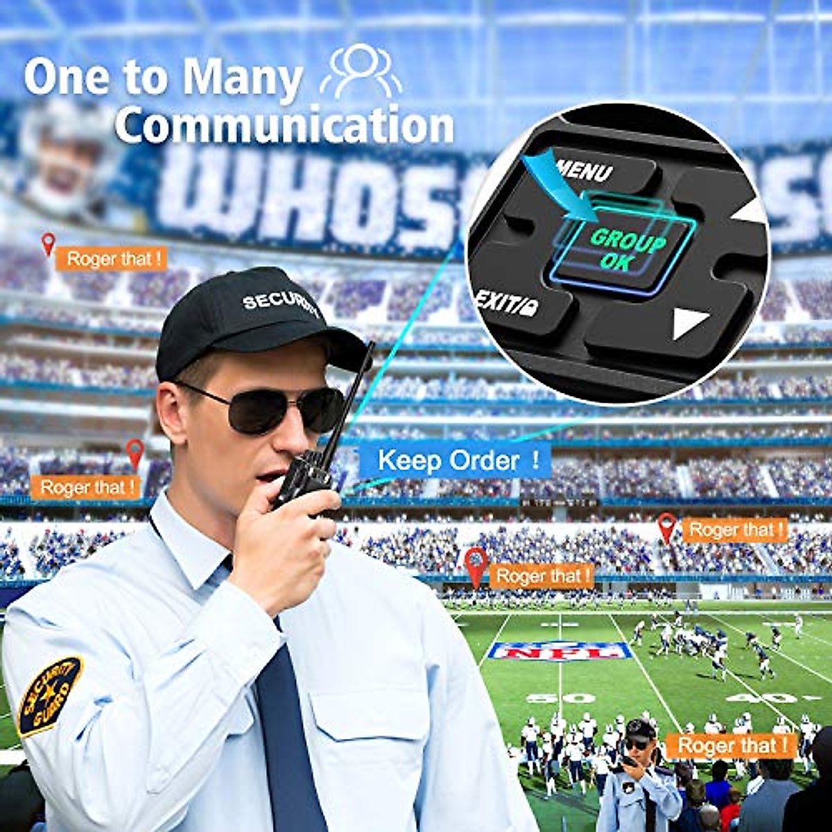 SAMCOM Two Way Radios Long Range Walkie Talkies for Adults with Headphones,20 Channel Programmable Handheld 2 Way Radio Rechargeable with 3000mAh Battery and Charger（6 Pack）