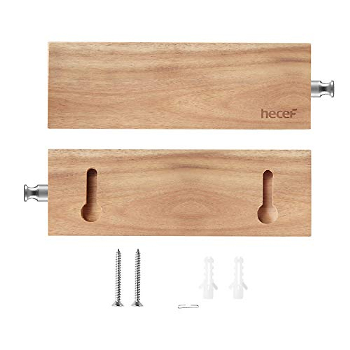hecef 6 Inch (15 cm) Magnetic Knife Strip, Acacia Wood Knife Holder for Storing All Kinds of Metal Items, Brown