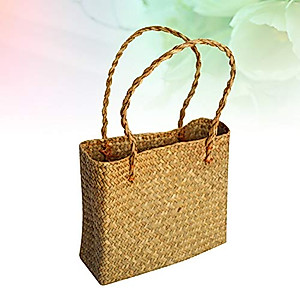 FENICAL Women Summer Straw Bag Casual Rattan Woven Beach Bag Large Capacity Tote Handmade Women Shoulder Bag