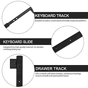 Veemoon 1 Under Desk Keyboard Rails Computer Accessories Adjustable Keyboard Slide Keyboard Tray Slide