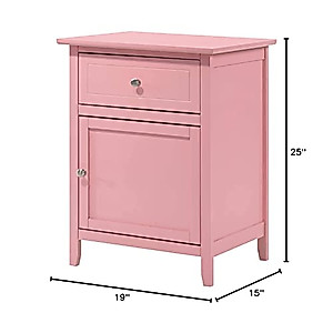 Glory Furniture 1 Drawer /1 Door Nightstand, Pink