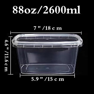 SHPii 88 oz. Square Clear Deli Containers with Lids, BPA-Free, Freezer and Microwave Safe Food Storage Containers, Reusable for Kitchen Storage, Meal Prep, Take-out, Restaurant Supplies.(10 packs)
