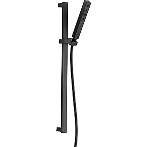 Delta Faucet Single-Spray H2Okinetic Slide Bar Hand Held Shower with Hose, Black Handheld Shower Head, Slide Bar Hand Shower, Handheld Shower, Detachable Shower Head, Matte Black 51567-BL