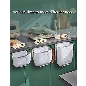 Hanging Kitchen Trash Can,6L Folding Small Waste Bins,White Hang Garbage Can,Mountable Indoor Compost Bin,Collapsible Mini Garbage Bin for Cabinet,Car,Bathroom,Office