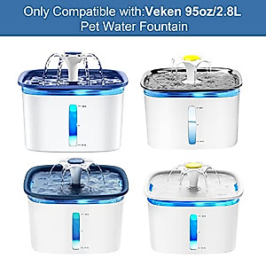 Redoso 8 Pack Replacement Filters & 8 Pack Replacement Pre-Filter Sponges for Veken 95oz/2.8L Bellflower Pet Fountain Cat Water Fountain Dog Water Dispenser