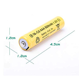 GSUIVEER AAA NiCd 600mAh 1.2v Rechargeable Battery for Outdoor Solar Lights Garden Lamp (12 Pack AAA NiCD)