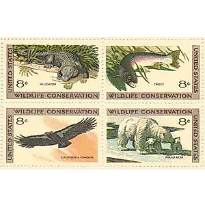 Wildlife Conservation Variety Set of 4 x 8 Cent US Postage Stamps Scot 1427-30
