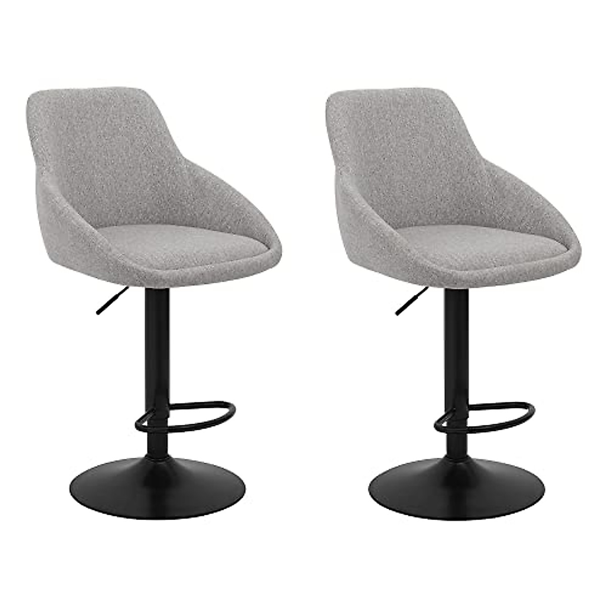 CangLong Mid Century Style Adjustable Swivel Bar Stool with Back Support Dining Chairs Set of 2,Gray