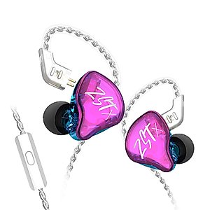 KZ ZSTX Hybrid 1BA+1DD in Ear Monitor Earbuds Balance Armature with Dynamic in-Ear Earphone Headphones HiFi Headset (with mic, Purple)