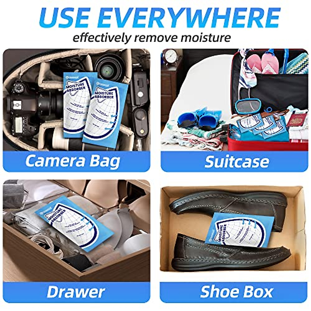 Wisesorb 25 Gram 10 Packs Moisture Absorbers, Dehumidifier Bags for Bathrooms, Basements, Rvs, Humidity Packets for Closet