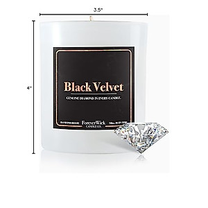 Foreverwick Black Velvet Majestic Moss Surprise Soy Wax Candle with Diamond Inside 14Oz Jar, Large Candles, Scented, Gift Women, Glass, Large Size, Double Pour Inspired, 70 Hours