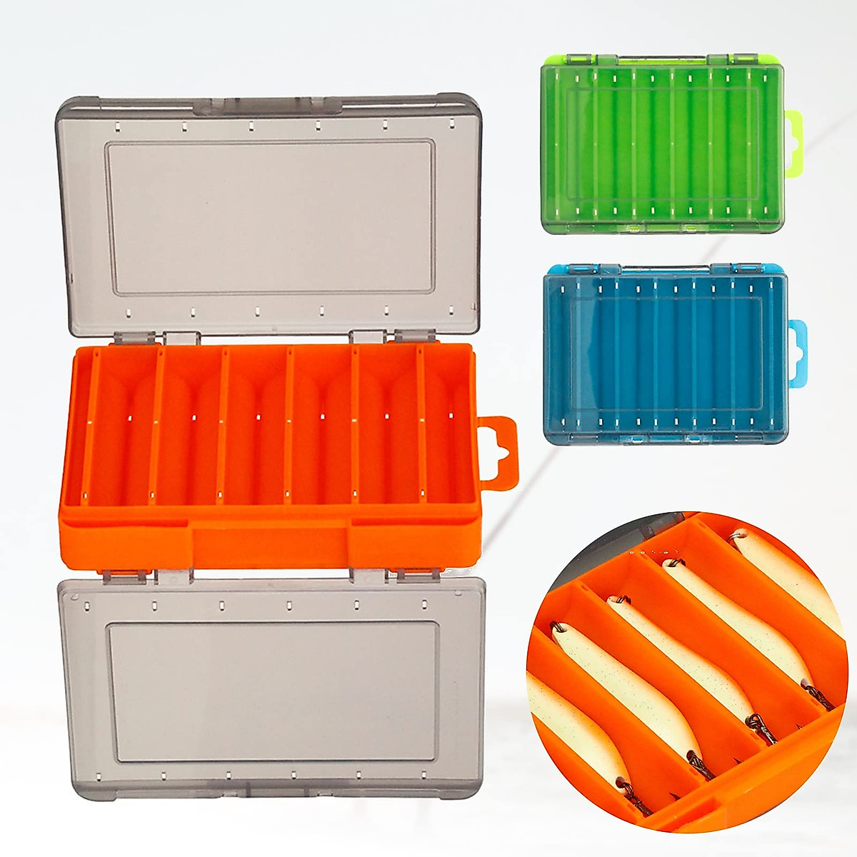 Grebest Fishing Lure Box,Fishing Box Storage Double-Sided Fishing Tackle Box Lure Bait Hook Accessories Storage Organizer for Angling Outdoor Fishing Orange One Size