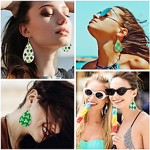 20 Pairs St. Patrick's Day Earrings Shamrock Dangle Earring Faux Leather Clover Drop Earrings Green Teardrop Earrings for Women Gift