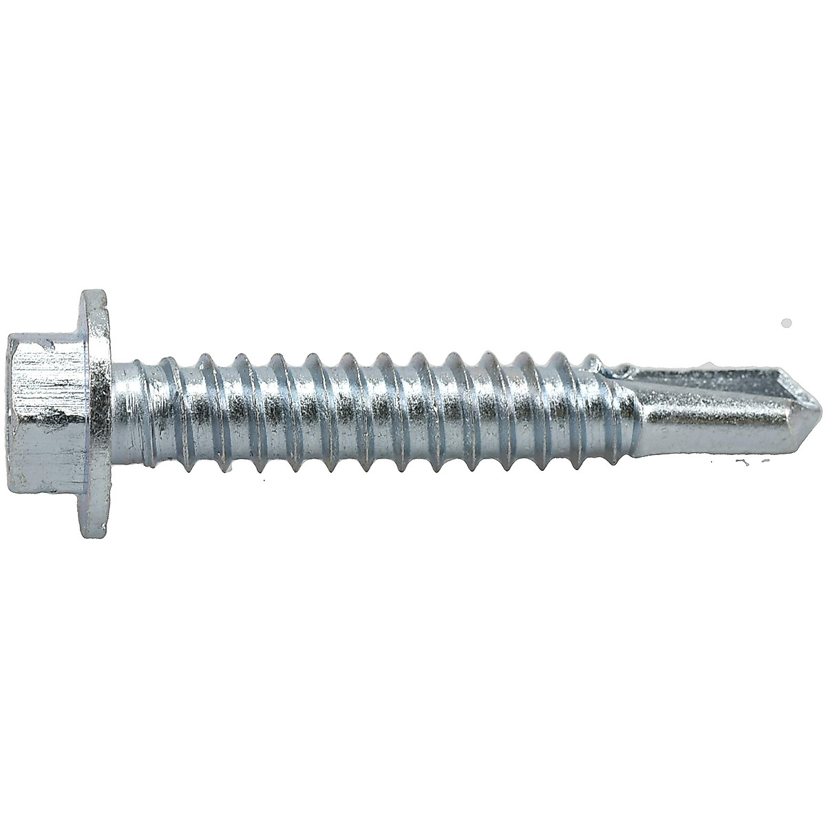 Power Pro Premium Self-Drilling Metal Screws, Zinc Plated Steel, Hex Washer Head Metal to Metal Winged Point Screws, Silver, ¼ x 1-½ inches, Box of 37 Screws