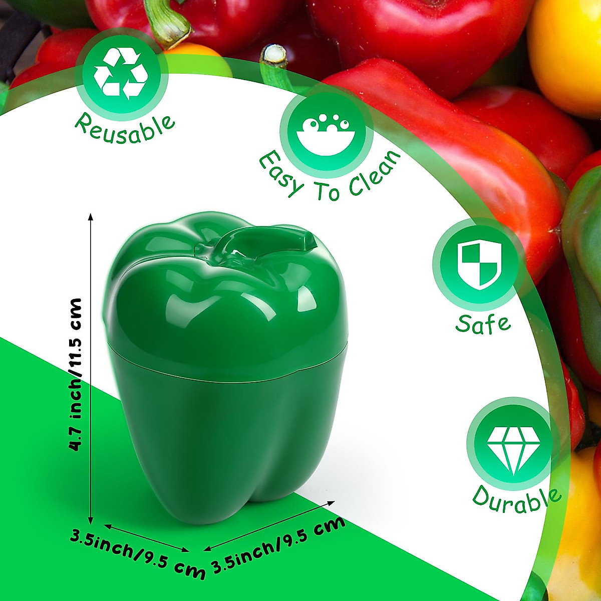 Tioncy 6 Pcs Chili Pepper Decoration Pepper Savers Green Pepper Storage Containers for Refrigerator Reusable Pepper Keepers Plastic Pepper Holder Organizer for Home Festival Kitchen Decorations