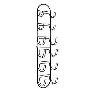 mDesign Steel Wall Mount Towel Rack with 6 Compartments - Towel Holder and Towel Storage Shelf Organizer for Bathroom, Powder Room - Concerto Collection - Black