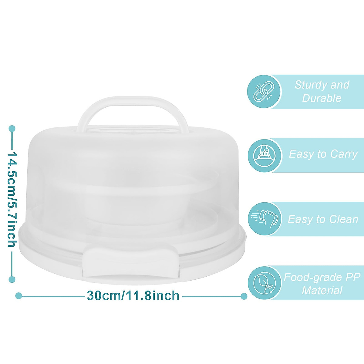 MIVIDE 10 Inch Cake Carrier with Lid, Portable Cake Holders Cake Container, Plastic Round Cake Storage Container Cake Saver with Lid and Handle for Transport