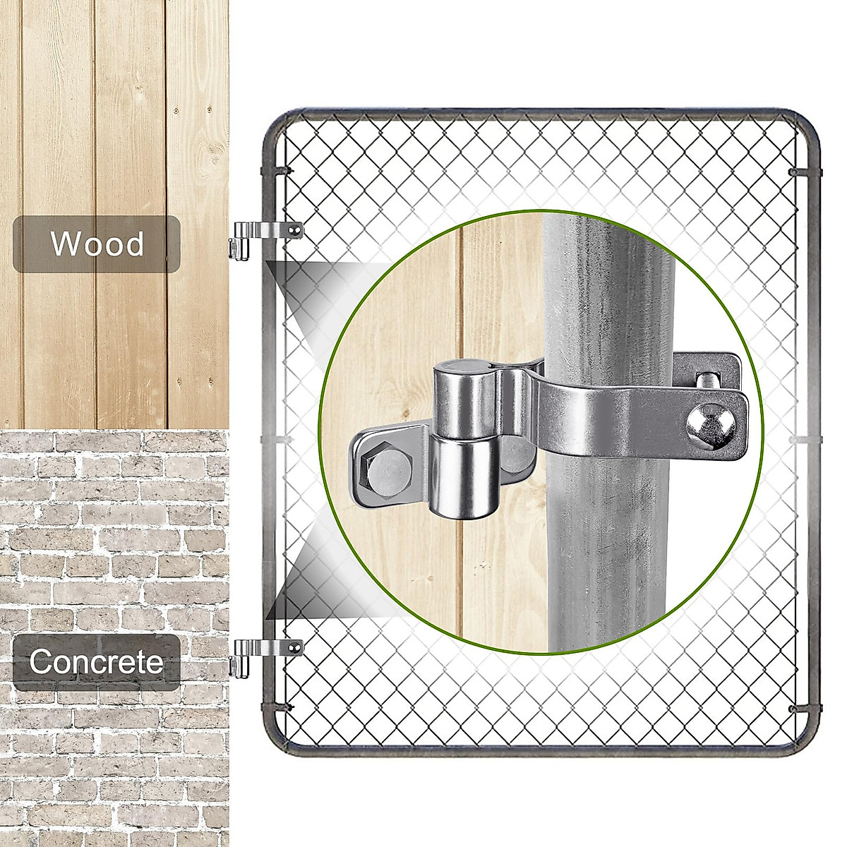 Insaga 304 Stainless Steel Wall Mount Gate Hinge, 2pcs Gate Hinges Heavy Duty, One Piece Horizontal Mount Gate Hinges for Wooden Fences