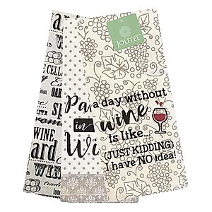 Jolitee 15x25” Wine Lovers Towel – Humorous Wine Sayings, Funny Kitchen Linens, Unique Tea & Hand Towels for Adult Humor, Perfect for Wine Enthusiasts