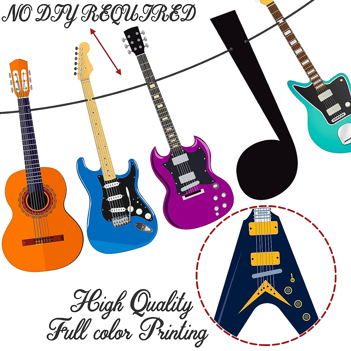 Guitar Banner Music Guitar Party Banners Guitar Birthday Party Decorations 2Pcs Music Party Banners for Rock Guitar Baby Shower Supplies