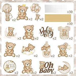 30Pcs We Can Bearly Wait Centerpiece Sticks Teddy Bear Baby Shower Decorations Bear Table Toppers Bear Baby Shower Table Centerpieces for Oh Baby Bear Birthday Party Supplies