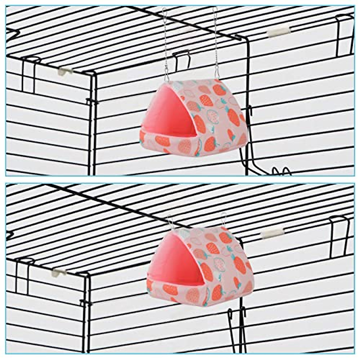 vxxliaxs Hamster Bed, Cozy Cave and Warm Hideout, Small Animal Warm Nest, Washable Cute Hanging Hammock for Small Animals, Syrian Hamster, Hamster Dwarf (Small, Pink Strawberry)