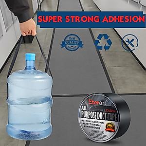 ETERART Duct Tape Haevy Duty Strong Industrial Max Strength Tape, No Residue and Tear by Hand, Multi-Purpose, Indoor & Outdoor Use, 2 Inch x 20 Yards (Black)