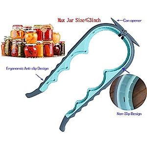 Inaouril Jar Opener Gripper, 5 in 1 Multi Functional Can Opener Bottle Opener Kitchen helper Kit with Silicone Handle Easy to Use for Children, Elderly Weak Hands and Arthritis Sufferers Set of 2