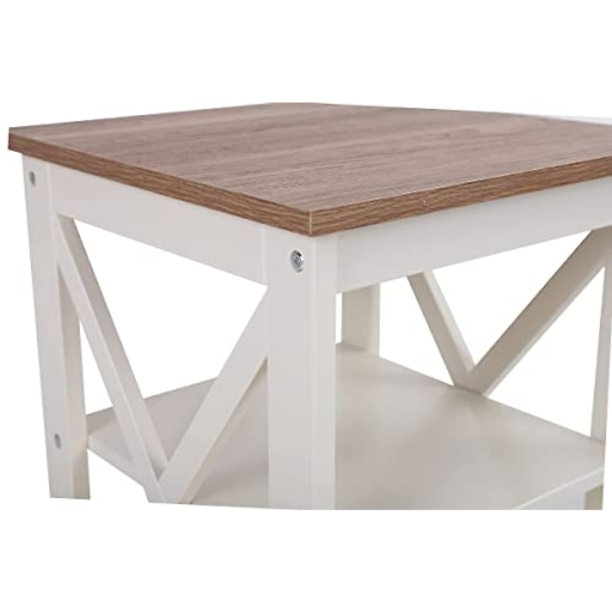 MAISON ARTS End Tables Living Room Set of 2 Farmhouse Side Tables 3-Tiers Rustic Nightstands with Storage for Bedroom, Modern Wood Look Mid Century Accent Furniture, Easy Assembly, Ivory