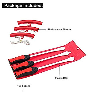 ASOOLL 11.5" 𝐓𝐢𝐫𝐞 𝐒𝐩𝐨𝐨𝐧𝐬 Motorcycle Tire Changer Tools Bike Tire Iron Levers Repair Kit with 3 Pcs Rim Protectors