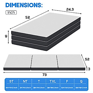 FDW Mattress/Foldable Mattress for Kids and Adults/Medium-Firm Mattress with a Collapsible and Washable Cover/Suitable for RV Travel Camping Guest,Full
