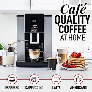 Zulay Kitchen Magia AMPRO Automatic Espresso Machine with Grinder & Milk Frother - Fully Automatic Coffee Machine with Touch Screen, 4 Customizable Recipes - Coffee Maker with Grinder Built In