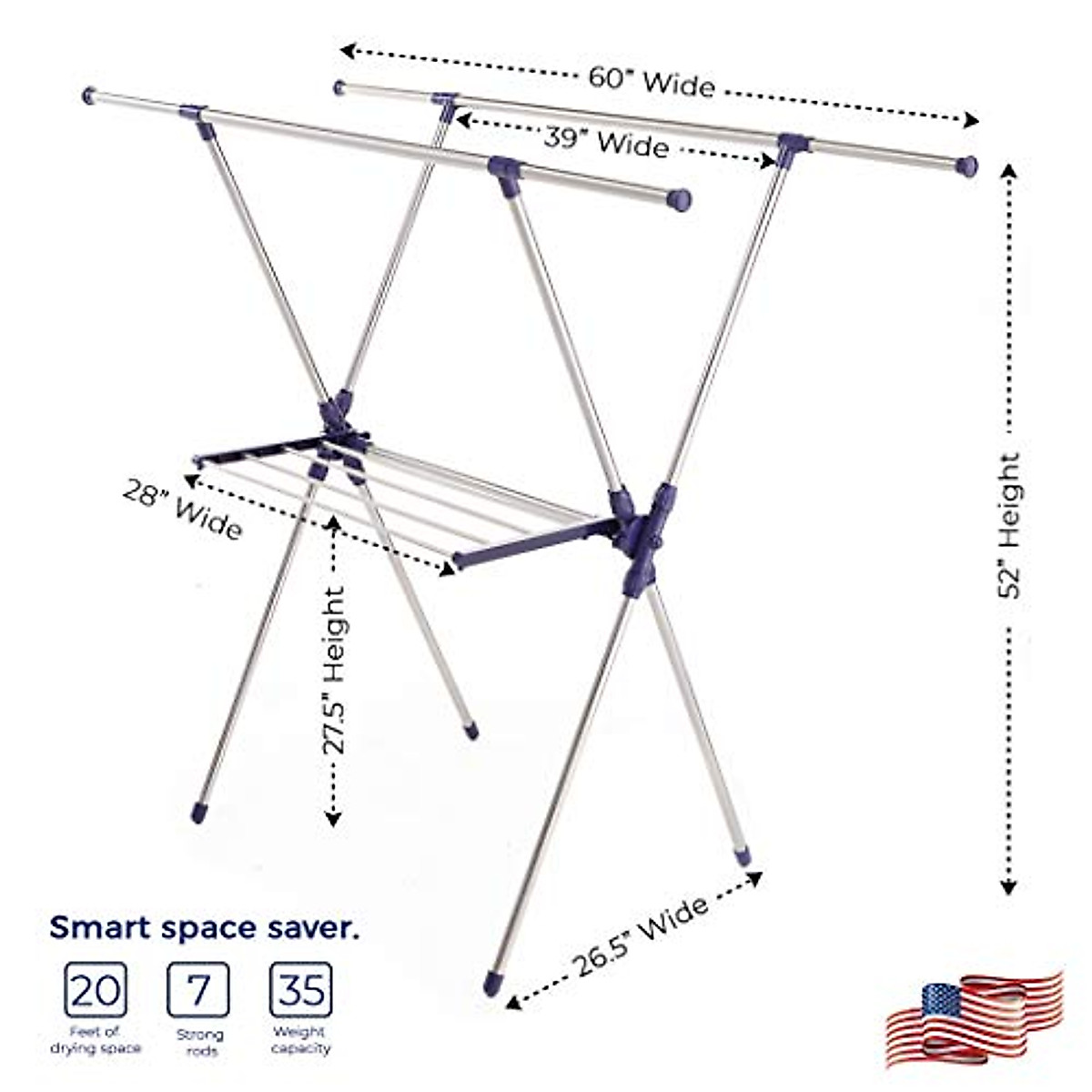 Smart Some Clothes Drying Rack - Foldable Drying Racks for Laundry, Heavy Duty Stainless Steel for Indoor and Outdoor Use (Easy Assembly Video)