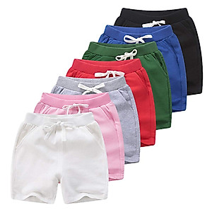 DCUTERQ Toddler Baby Kids Solid Cotton Sport Jogger Shorts Pants Boys Girls Summer Casual Elastic Waist Pants Orange 3 Years